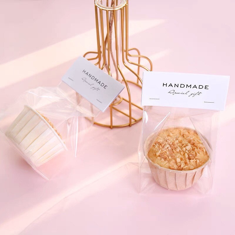 200 Clear Cellophane Bags With Personalized Logo Card | Bake Shop ...