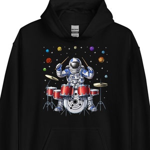 Space Astronaut Drummer Hoodie, Mens Drums Hoodie, Percussionist Hoodie ...