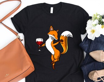 Fox Wine Drinking Party Sticker Fox Decals Womens Fox | Etsy