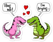 T Rex Dinosaur Hug Vinyl Sticker Cute Dinosaur Gifts - Etsy