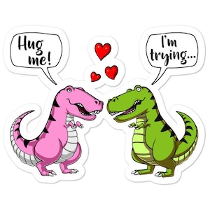 T Rex Dinosaur Hug Vinyl Sticker - Cute Dinosaur Gifts - Dinosaur Lover ...