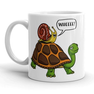 Snail Riding Turtle Mug for Kids - Funny Turtle Coffee Cup for Boys ...