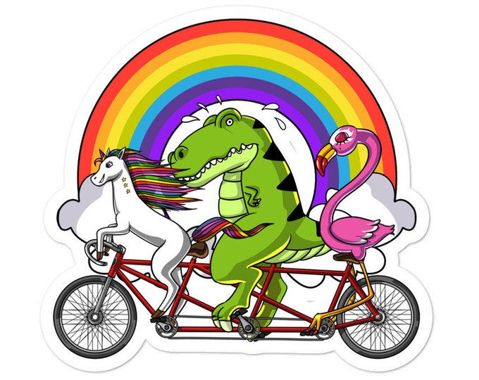 Unicorn Riding T-rex Dinosaur Sticker Funny Dinosaur Decals - Etsy