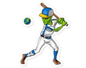 Space Alien Playing Baseball Sticker Kids Baseball Decal - Etsy
