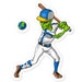 Space Alien Playing Baseball Sticker - Kids Baseball Decal - Boys ...