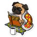 Pug Dog Reading Book Vinyl Sticker - Funny Pug Gifts - Pug Lover Gifts ...