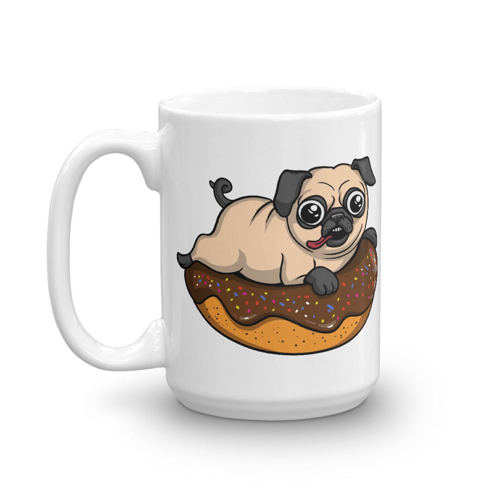 Pug Riding Donut Mug Pug Dog Cup Pug Coffee Mug Pug Dog - Etsy