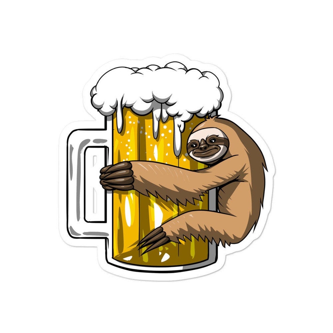 Sloth Sticker, Beer Drinking Party Sticker, Sloth Decals, Sloth Lover ...