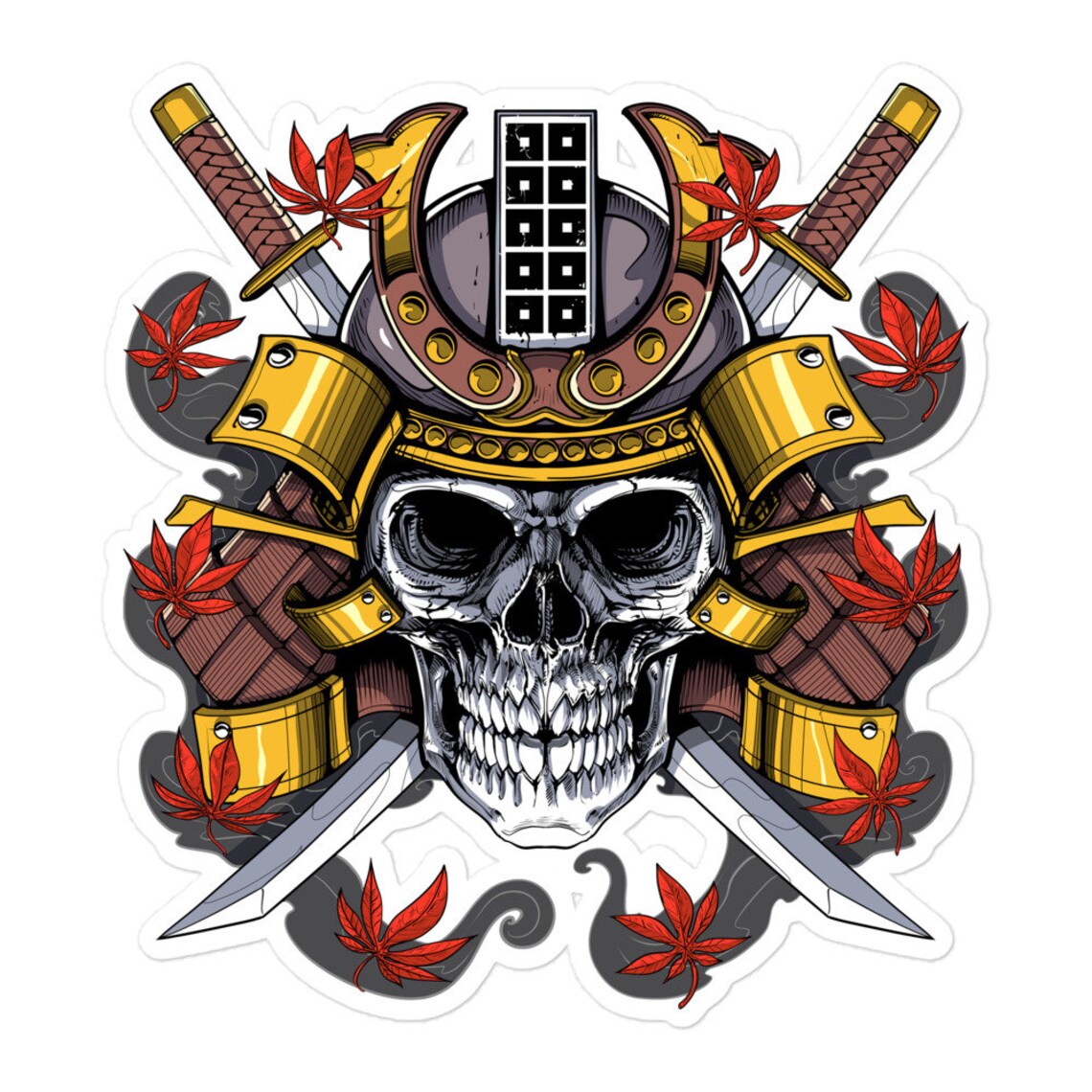 Samurai Warrior Skull Mask Sticker Japanese Martial Arts - Etsy