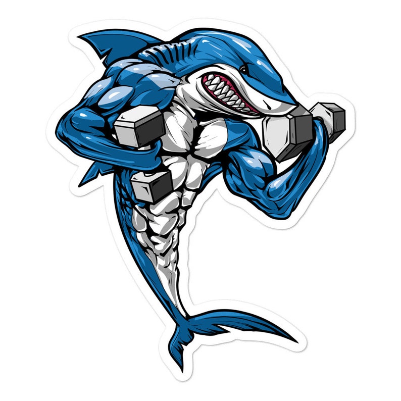 Shark Fitness Vinyl Sticker Shark Decals Gym Workout | Etsy