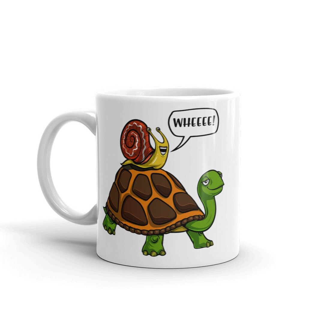 Snail Riding Turtle Mug for Kids - Funny Turtle Coffee Cup for Boys ...
