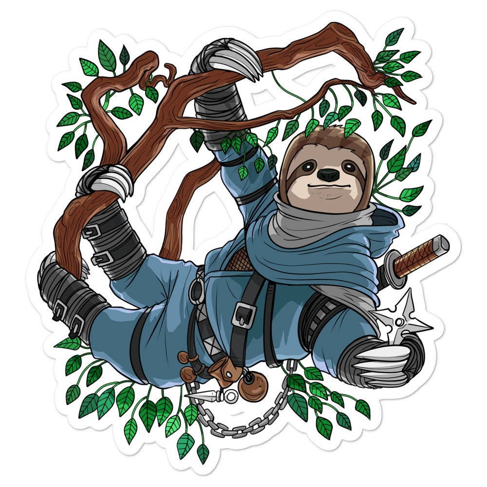 Sloth Ninja Sticker Funny Sloth Samurai Sticker Sloth - Etsy