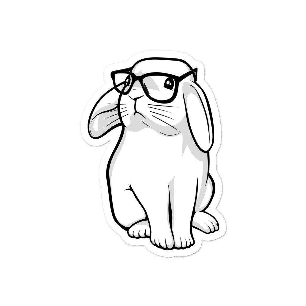 Hipster Rabbit Sticker Cute Bunny Gifts Funny Rabbit Gifts | Etsy