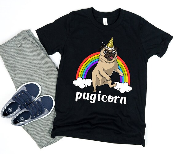 Pugicorn Kids T-Shirt Pug Dog Boys Shirts Funny Pug Tees | Etsy