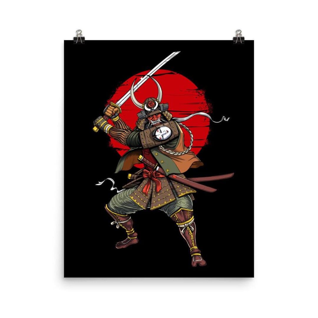 Samurai Warrior Poster - Japanese Demon Art Print - Martial Arts Poster ...