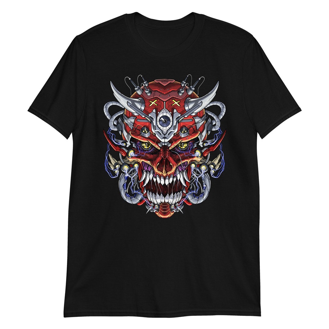 Japanese Demon Skull Shirt, Japanese Devil Tee, Samurai Clothing ...