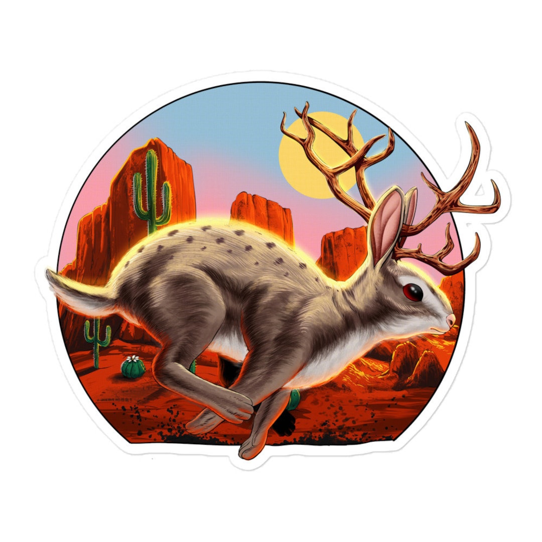Jackalope Rabbit Sticker - Rabbit Antelope Sticker - Bunny Sticker ...