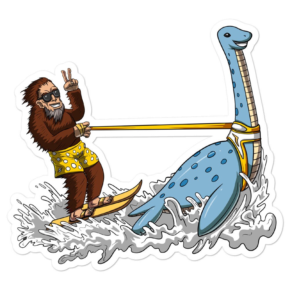 Bigfoot Riding Loch Ness Monster Sticker Cryptozoology Gifts | Etsy
