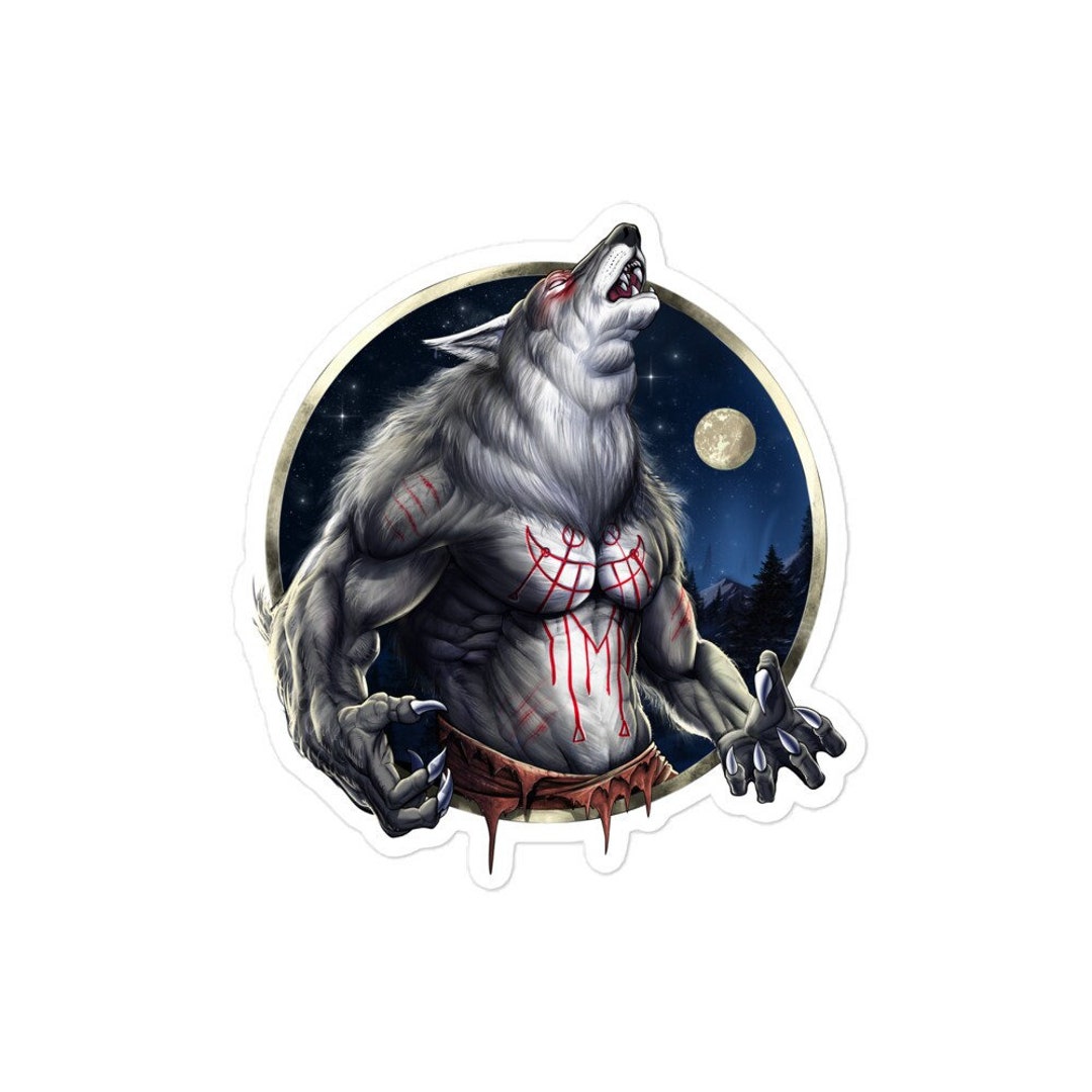 Werewolf Sticker Full Moon Sticker Wolf Sticker Werewolf Decal Cryptid ...