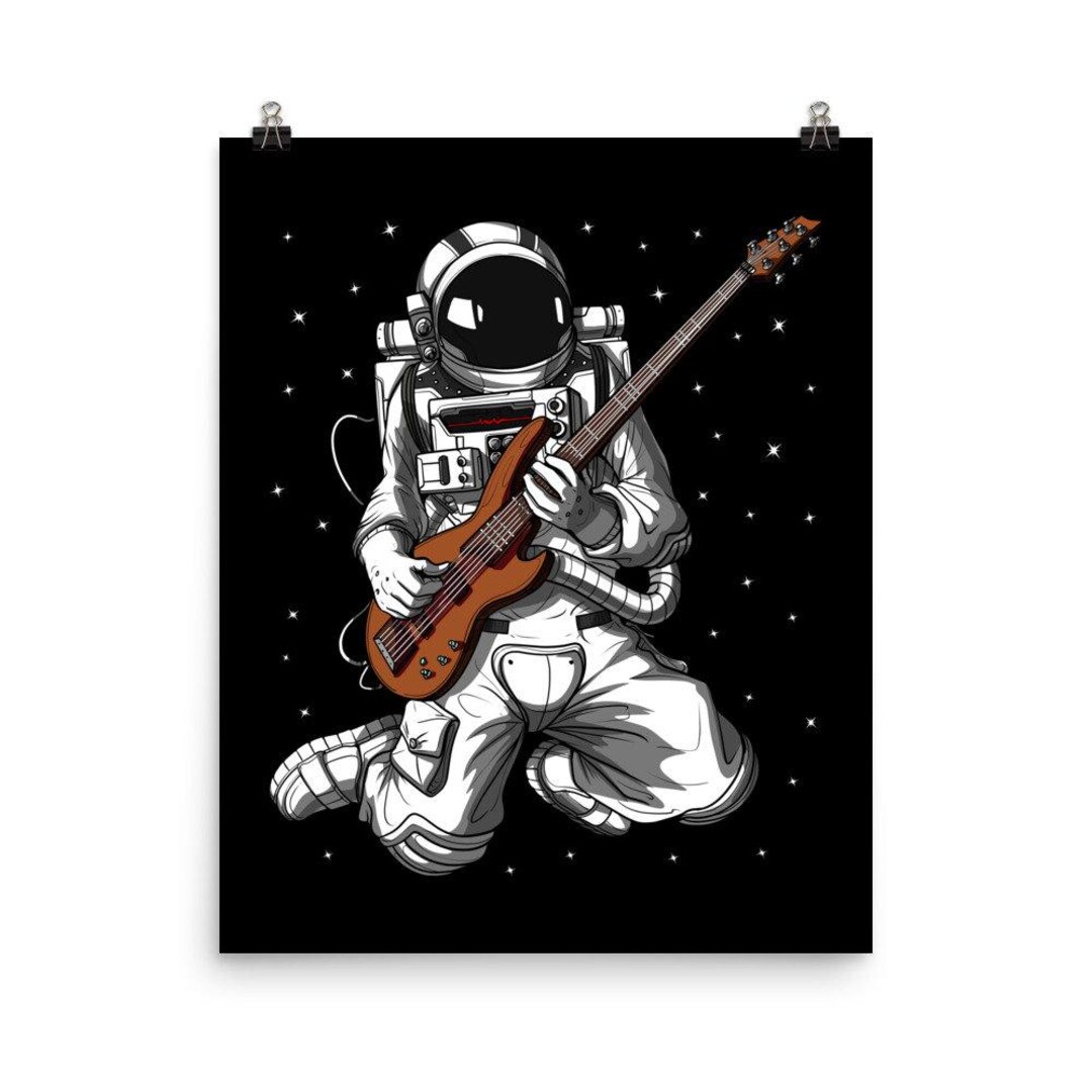 Space Astronaut Guitarist Poster - Bass Guitar Wall Decor - Guitar ...