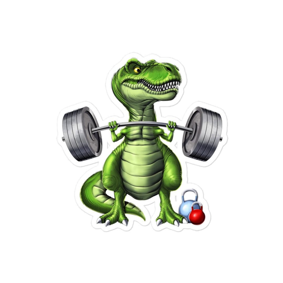 T-rex Dinosaur Fitness Sticker, Gym Workout Decal, Bodybuilding Sticker ...