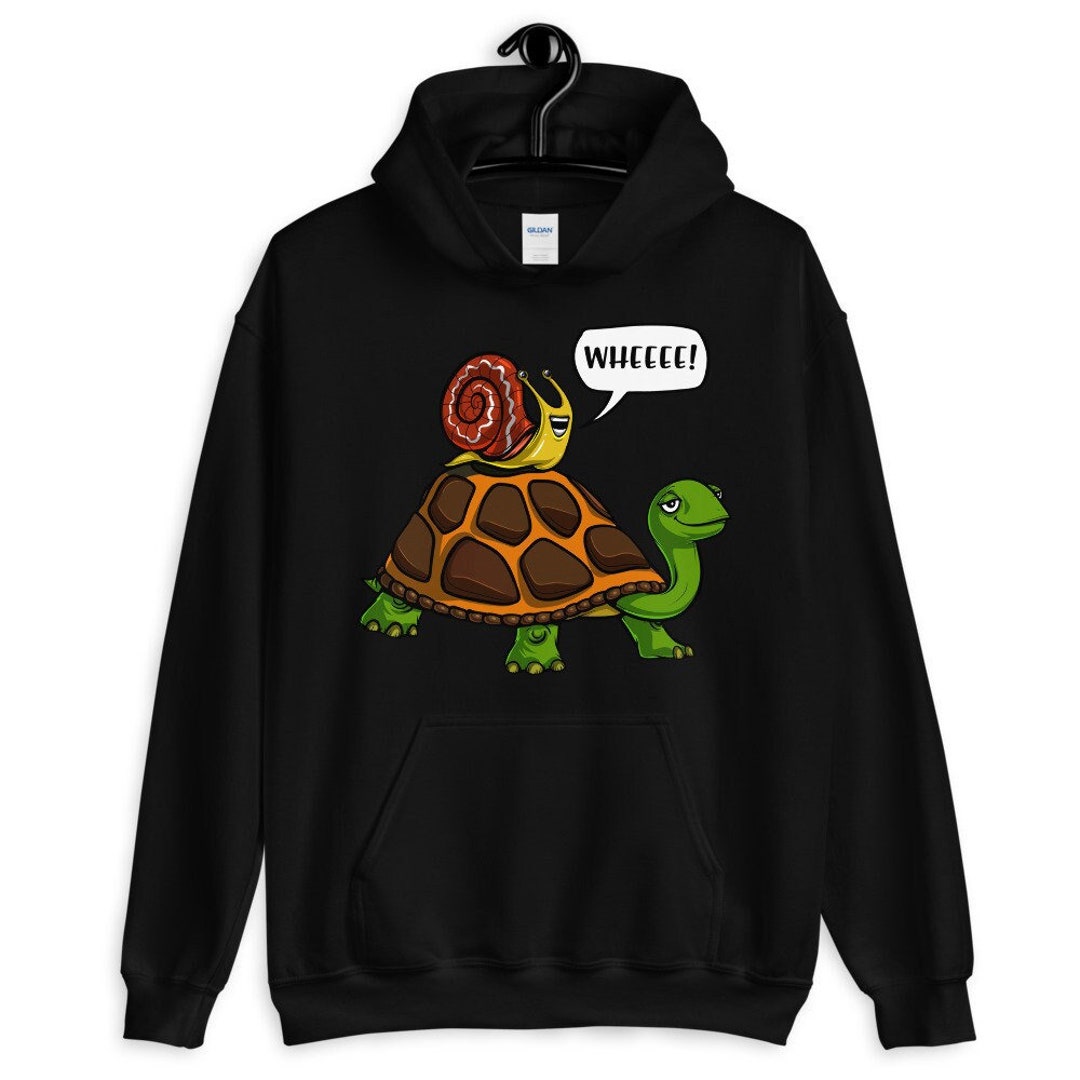Snail Riding Turtle Hoodie, Funny Snail Hoodie, Cute Turtle Hoodie ...