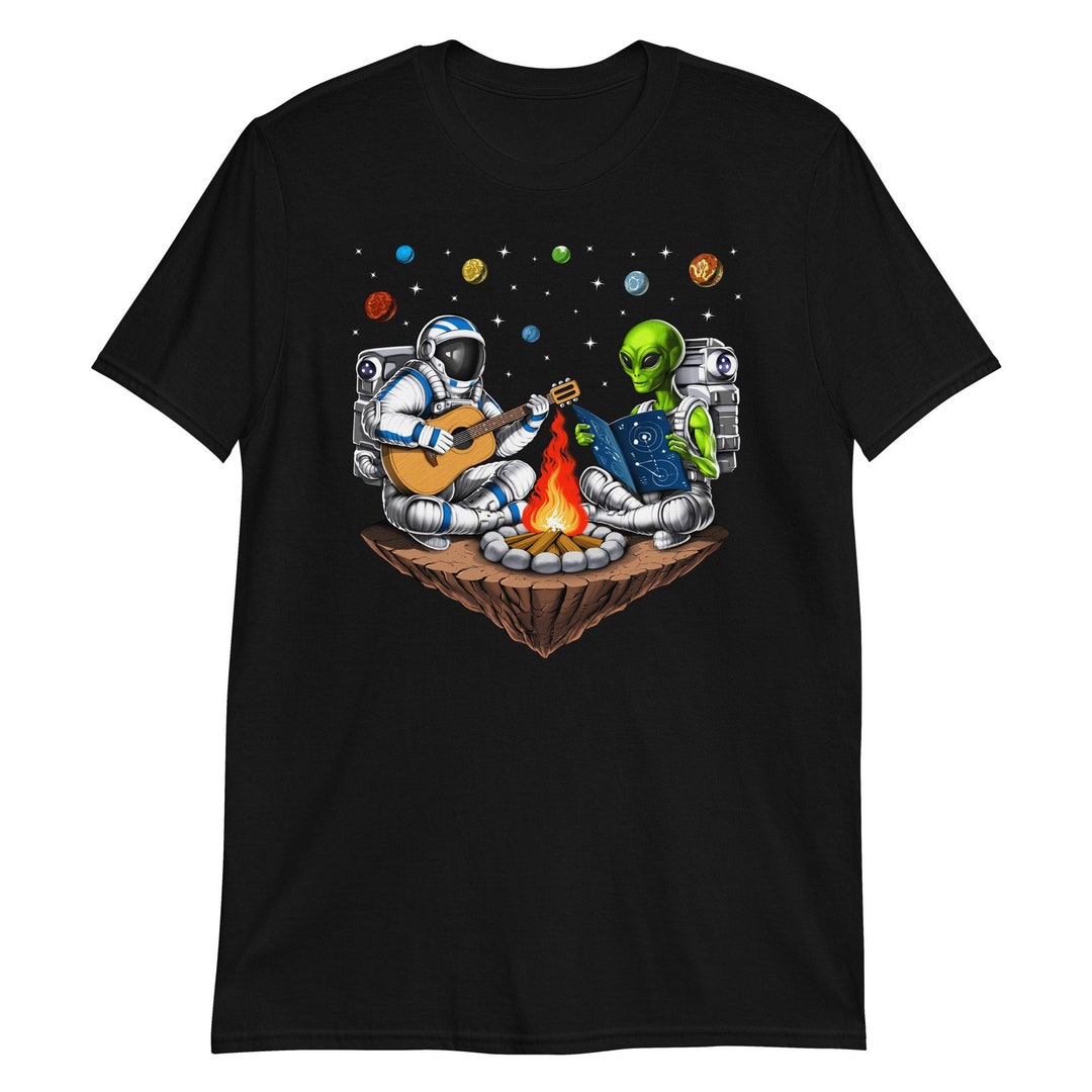 Astronaut Camping T-shirt, Alien Shirt, Space Planets Tee, Campfire ...
