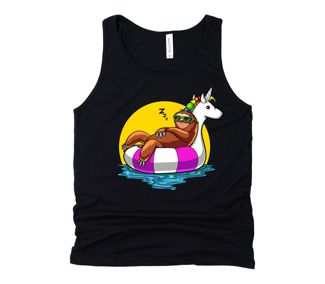 Sloth Riding Unicorn Float Tank Mens Sloth Tank Womens - Etsy