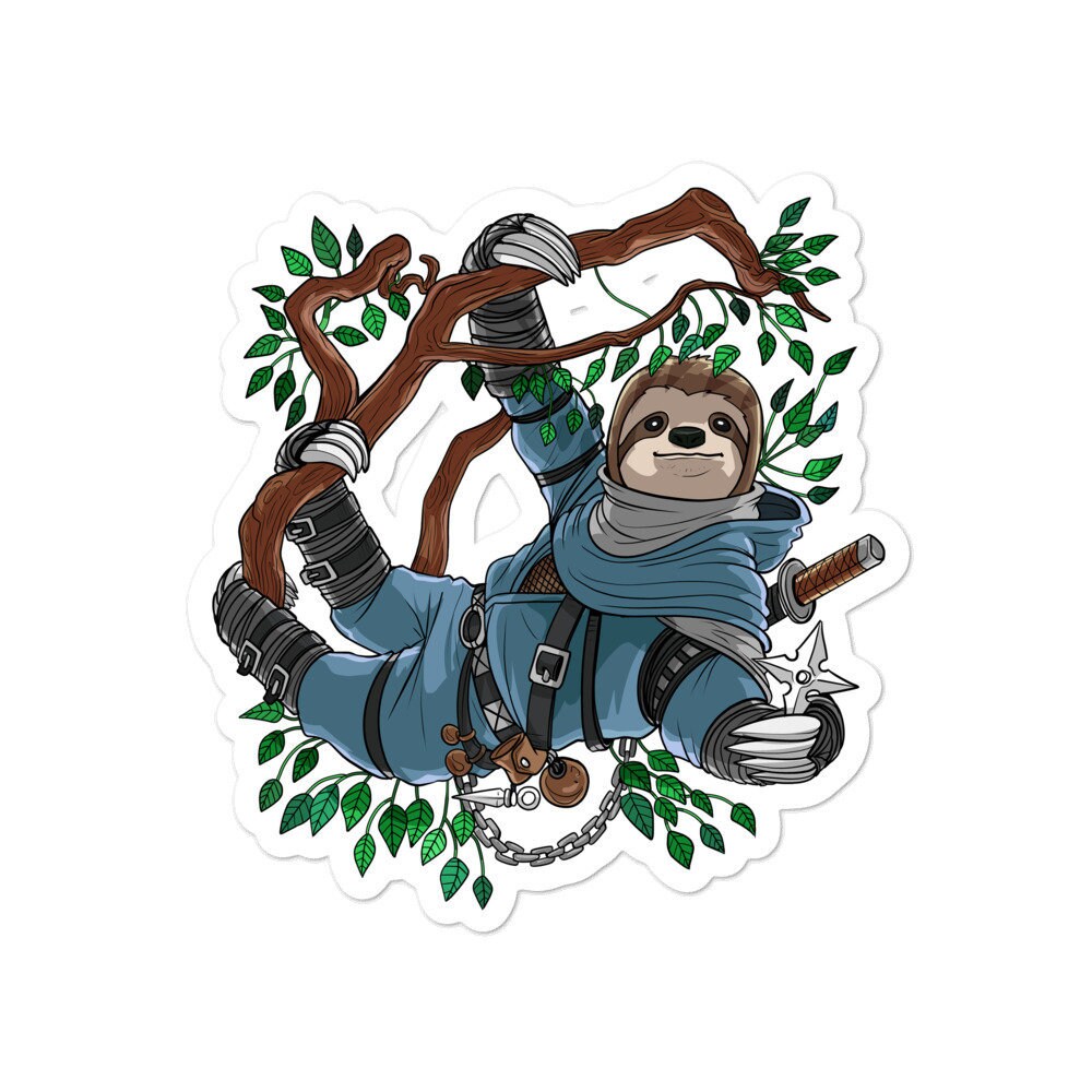 Sloth Ninja Sticker Funny Sloth Samurai Sticker Sloth - Etsy
