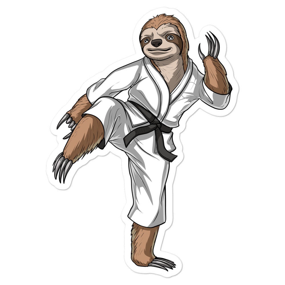Sloth Karate Sticker Funny Kickboxing Sticker Kung Fu - Etsy