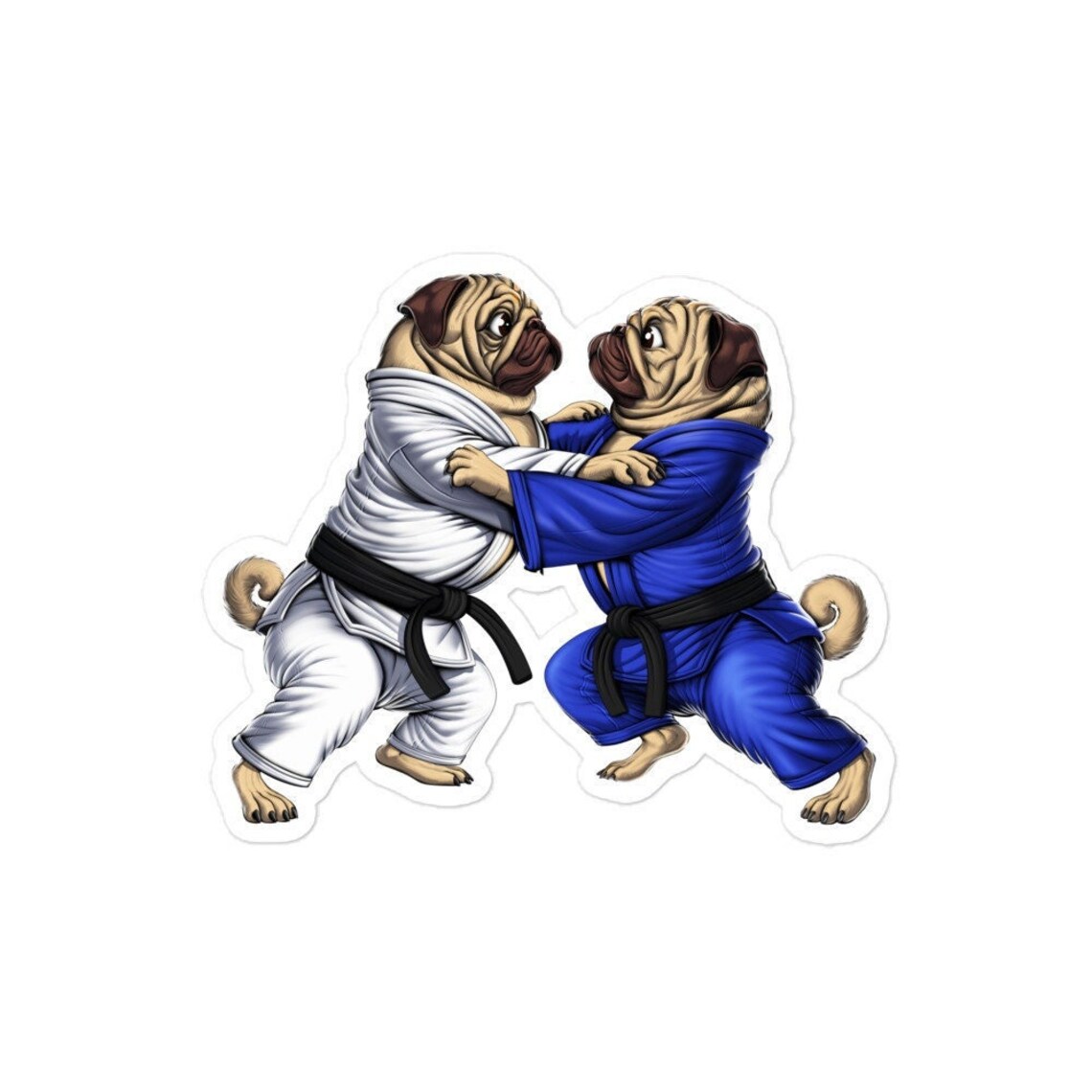 Pugs Jiu-jitsu Sticker, Pug Dog Jiu-jitsu Sticker, Judo Stickers ...