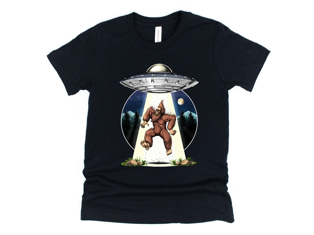 Bigfoot Alien Abduction Kids Shirt, UFO Boys T-shirt, Bigfoot Clothing ...