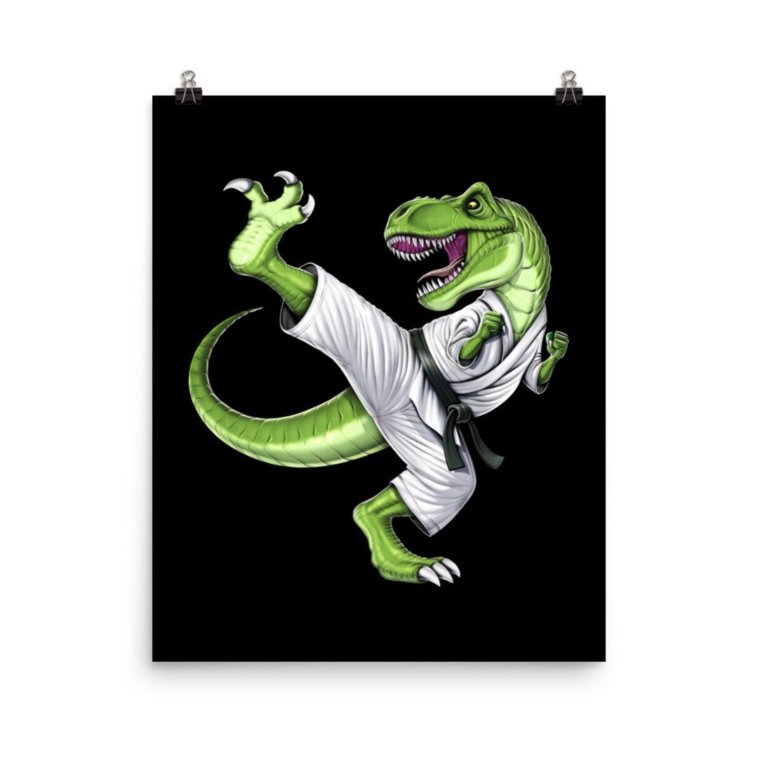 T-rex Dinosaur Karate Poster, Kickboxing Art Print, Taekwondo Poster ...