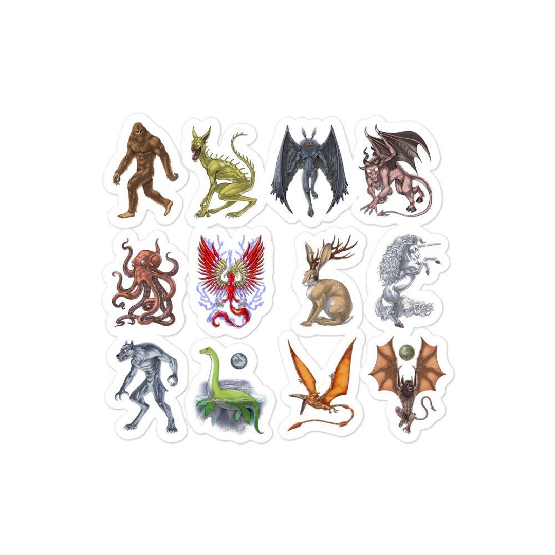Cryptozoology Cryptid Creatures Sticker - Mythical Monsters Decal ...