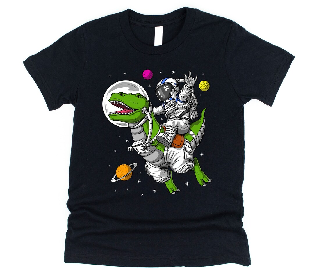 Space Astronaut Riding T-rex Dinosaur Kids Shirt Funny - Etsy