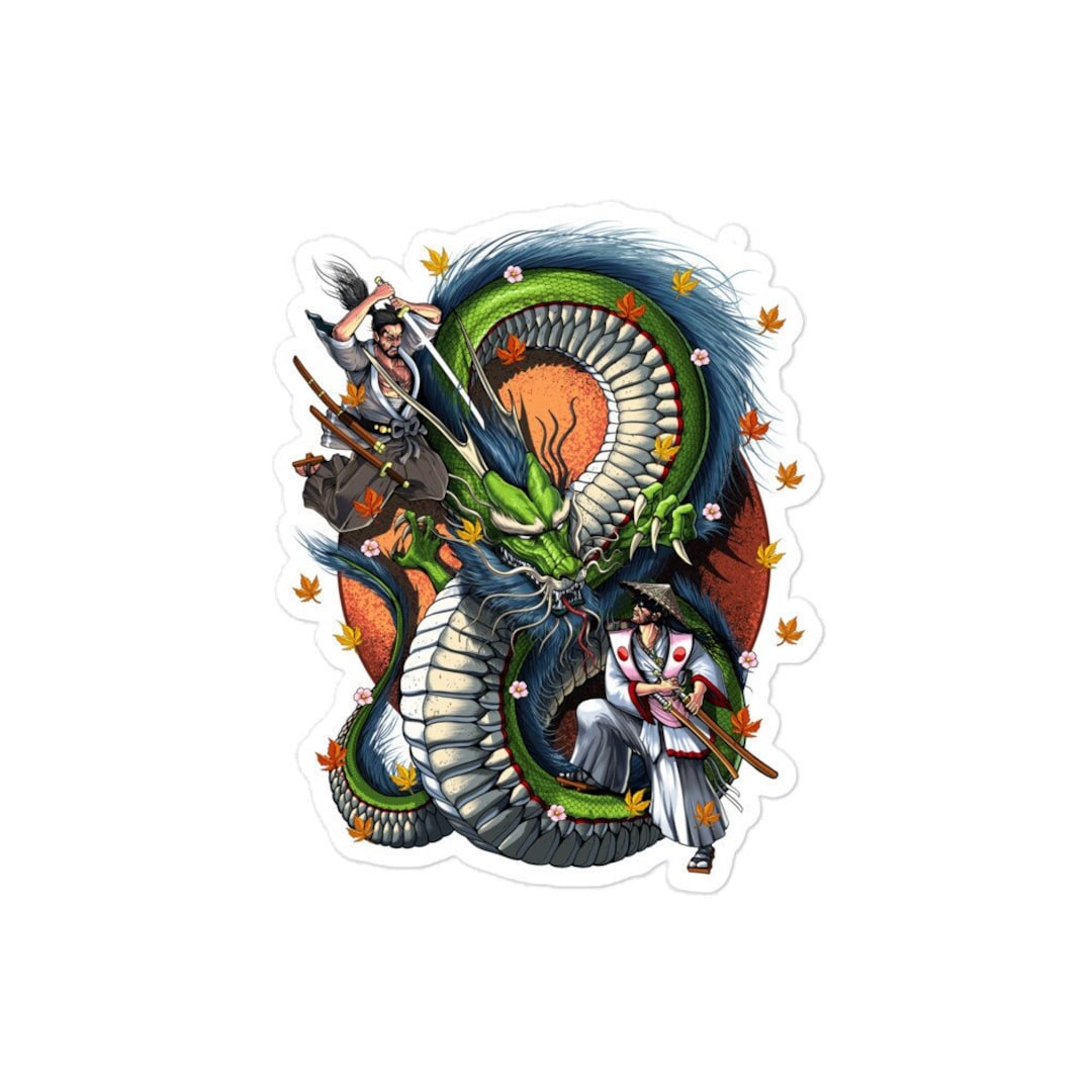 Japanese Dragon Samurai Warrior Sticker - Ninja Vinyl Decal - Japanese ...