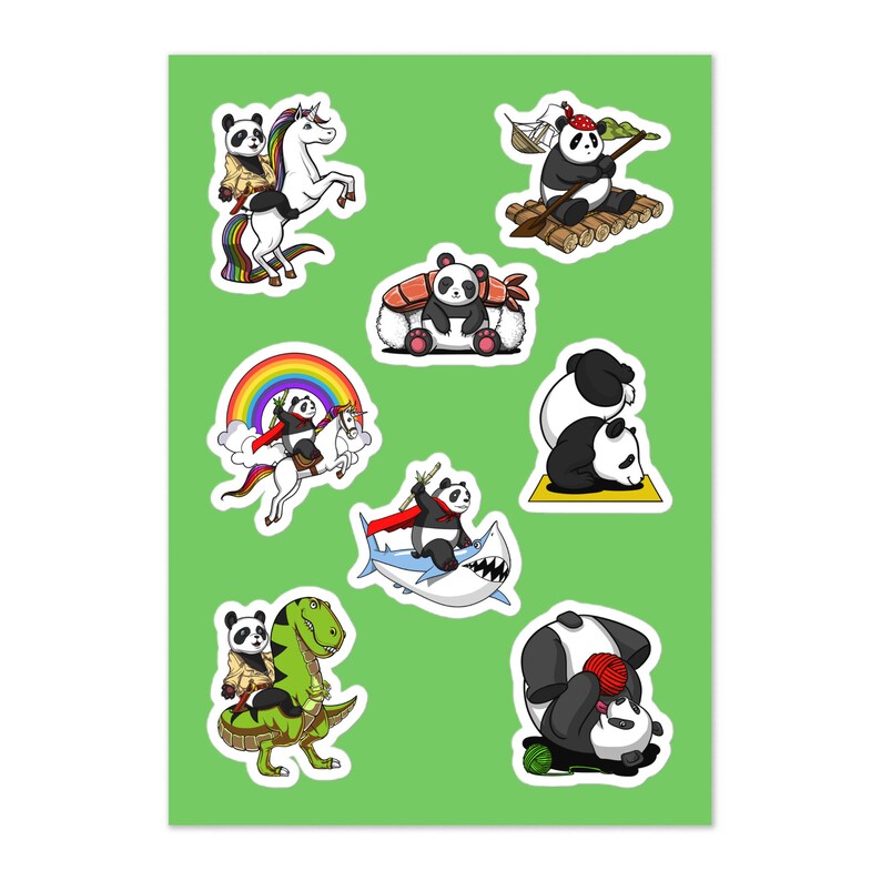 Panda Bear Sticker Sheet Panda Sticker Bundle Panda - Etsy
