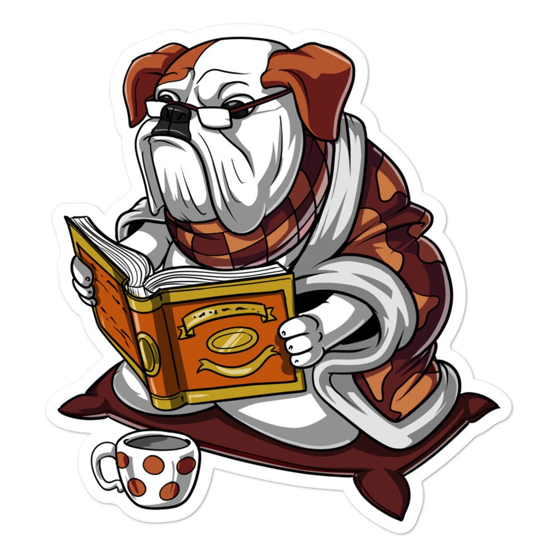 English Bulldog Reading Book Sticker English Bulldog Decals - Etsy
