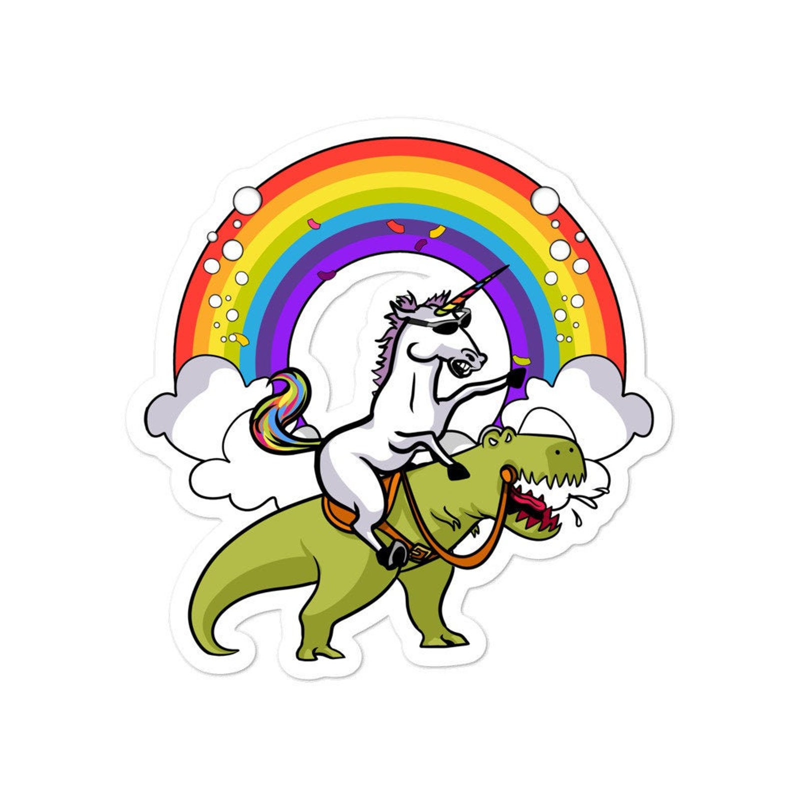 Unicorn Riding T-rex Dinosaur Sticker Funny Dinosaur Decals - Etsy