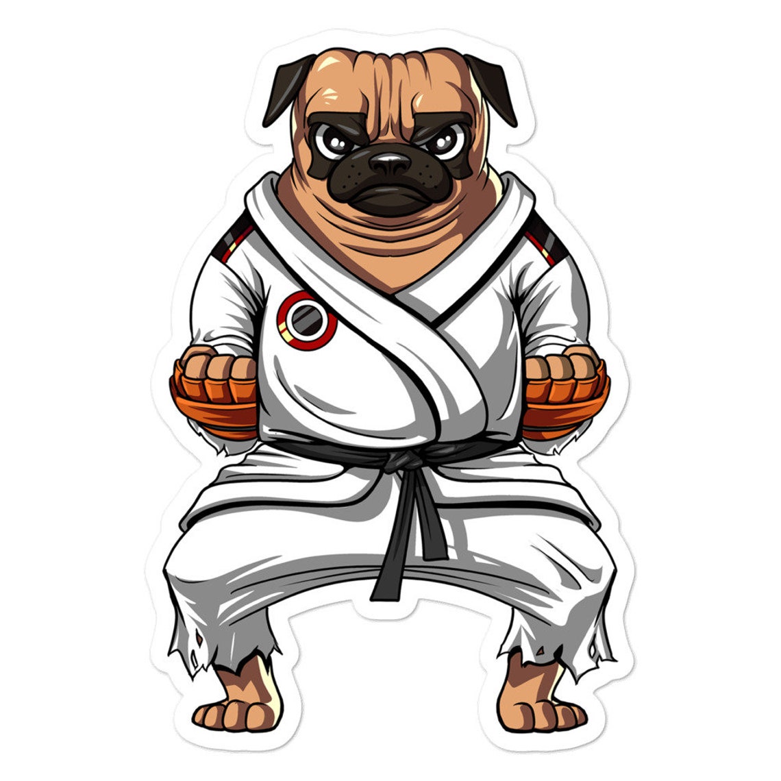 Pug Dog Karate Sticker Funny Pug Ninja Vinyl Sticker - Etsy