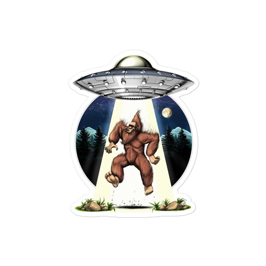 Bigfoot Alien Abduction Sticker, UFO Stickers, Bigfoot Decal ...