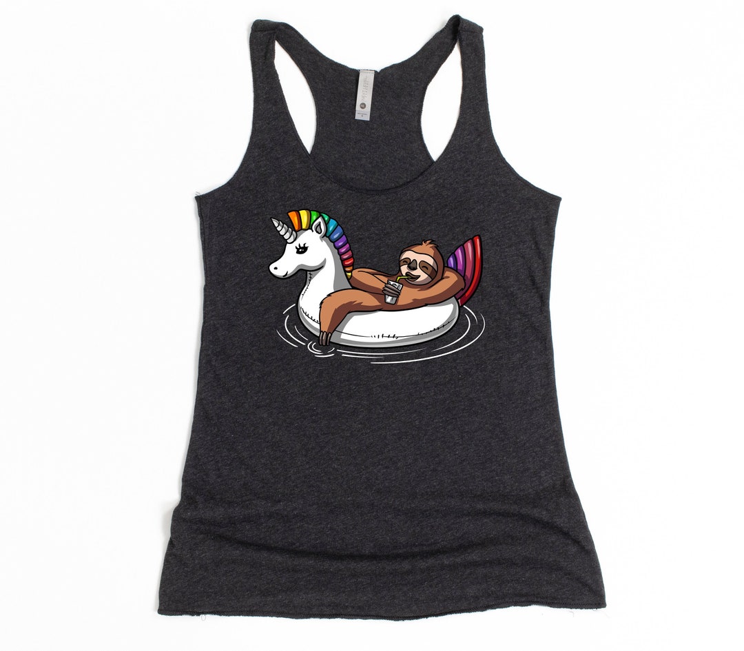 Sloth Riding Unicorn Float Womens Tank Top Funny Sloth - Etsy