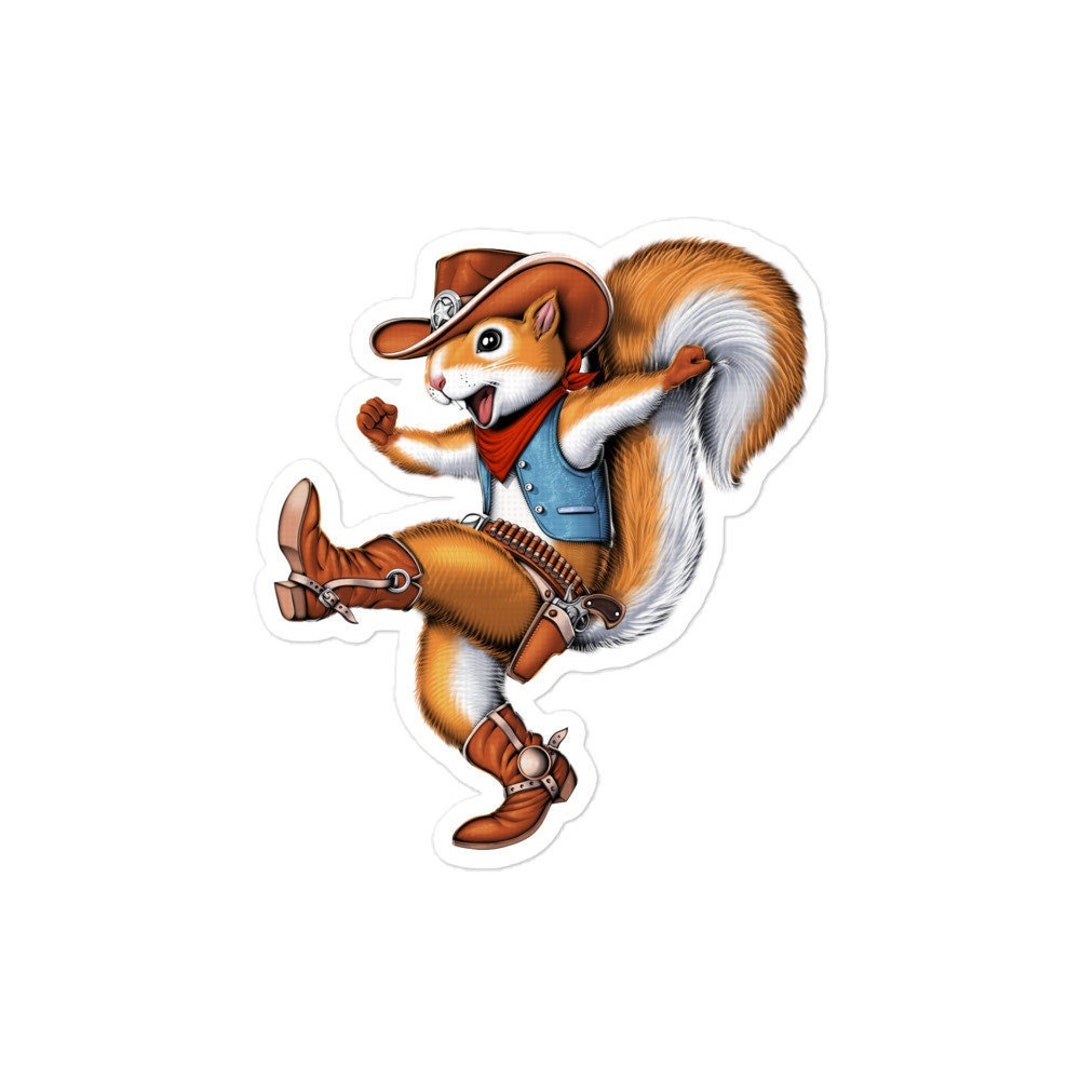 Squirrel Cowboy Sticker, Rodeo Stickers, Western Sticker, Funny ...