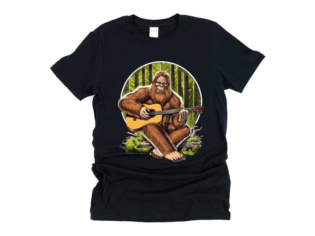Bigfoot Playing Acoustic Guitar T-shirt, Guitarist Shirt, Bigfoot Tee ...