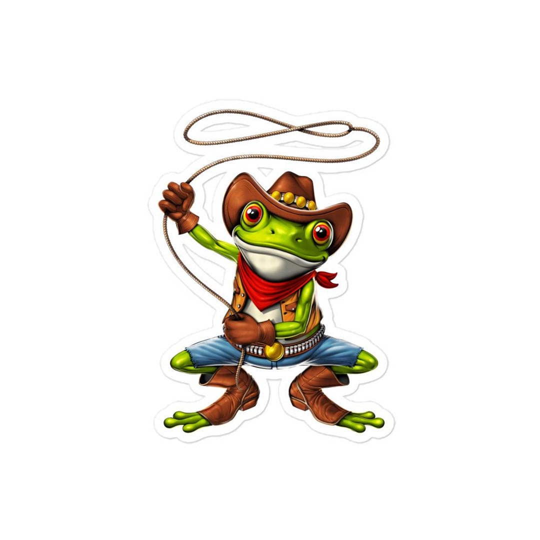 Frog Cowboy Sticker, Rodeo Stickers, Western Sticker, Funny Frog Decal ...