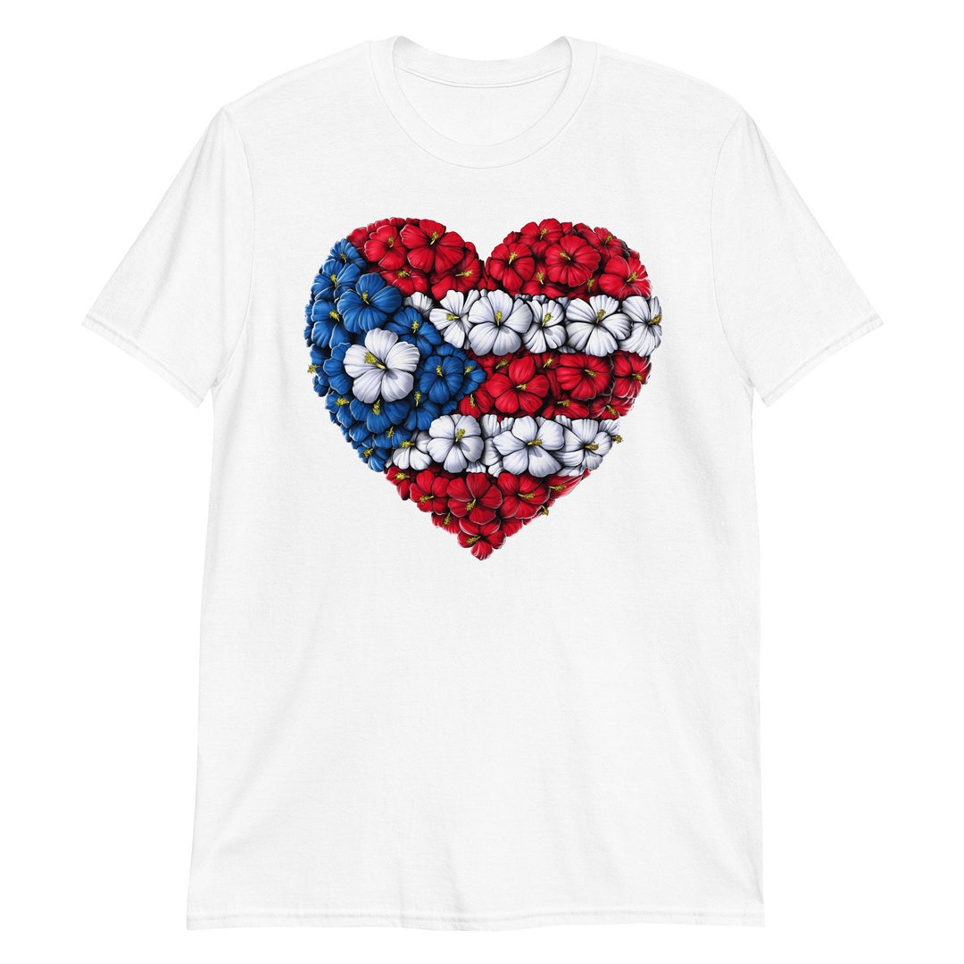 Puerto Rico Heart T-shirt, Boricua Tee, Puerto Rico Flowers Shirt ...