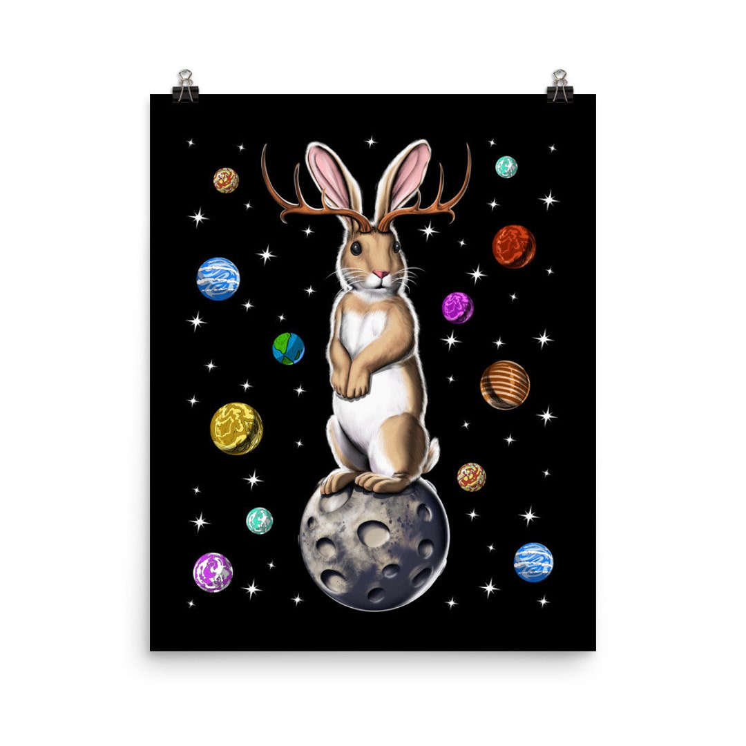 Jackalope Rabbit Poster - Rabbit Antelope Posters - Cryptids Art Print ...