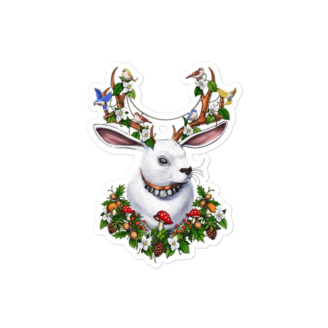 Jackalope Rabbit Sticker - Rabbit Antelope Sticker - Cryptids Stickers ...