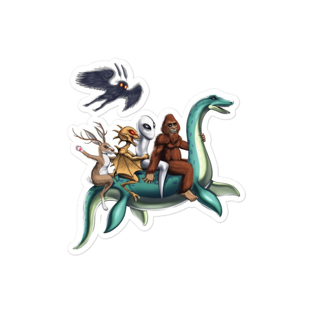 Cryptid Creatures Sticker - Bigfoot Mothman Sticker - Loch Ness Monster ...