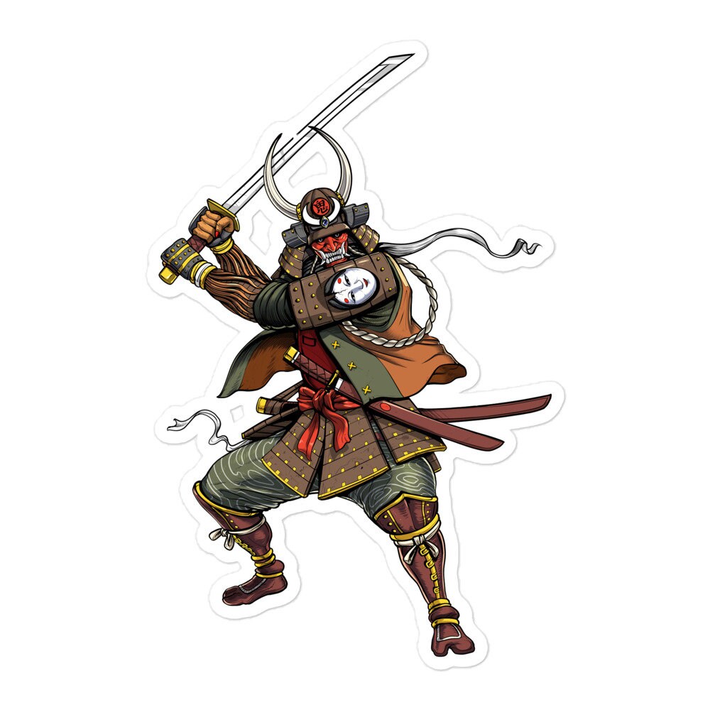Samurai Warrior Japanese Demon Sticker Samurai Decals | Etsy